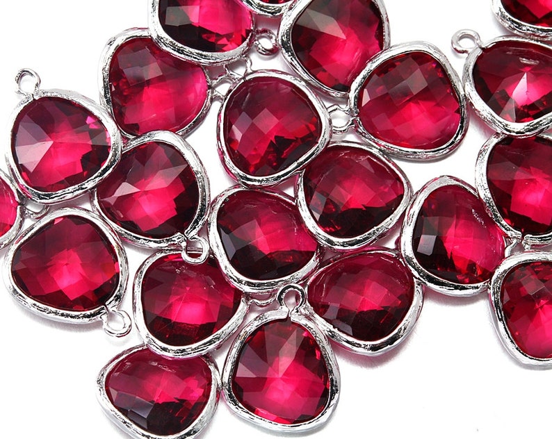 Fuchsia Glass Pendant . Jewelry Craft Supplies . Polished - Etsy