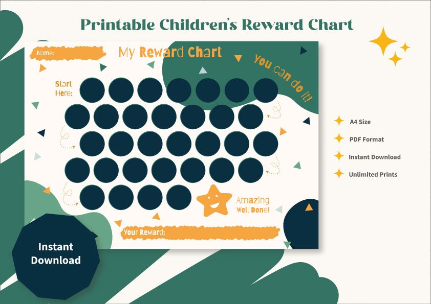 Printable Cute Reward Chart, Kid Chore Chart, Toddler Potty Chart ...
