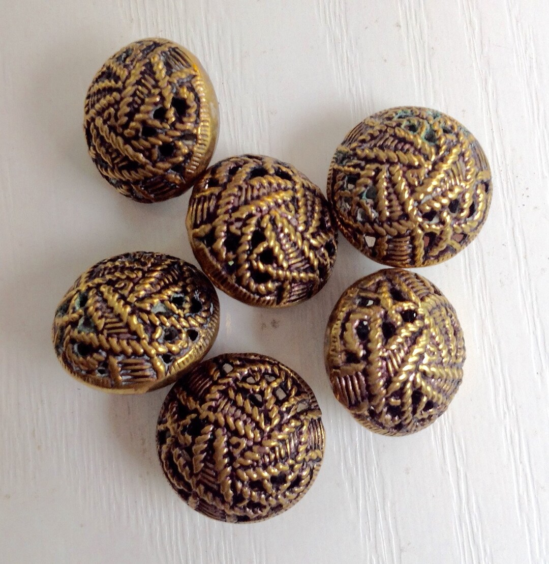 Metal Cricket-cage Buttons, Twinkle Buttons, Vintage, Set of 6, 1/2 ...
