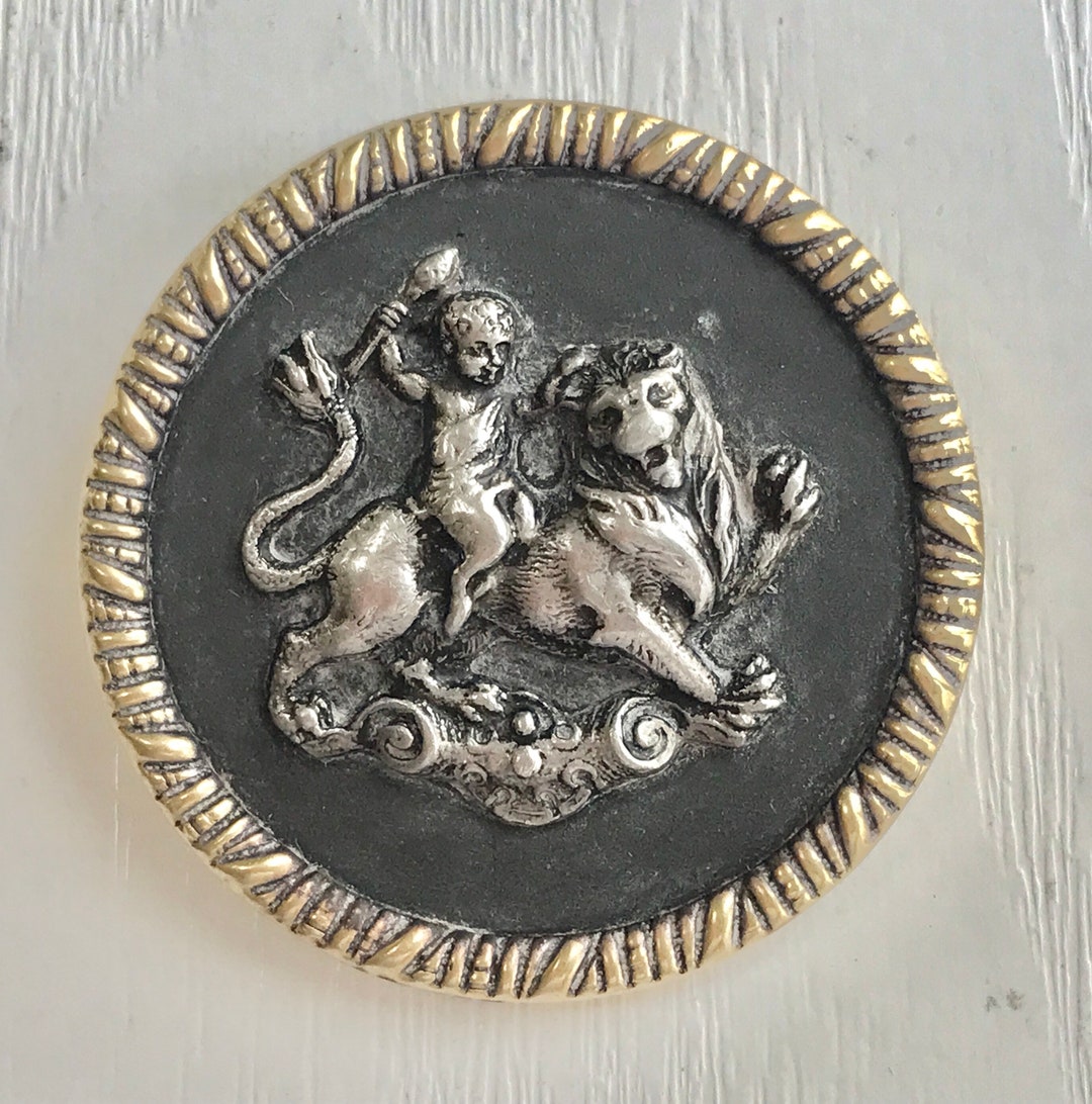 Brass-pewter Picture Button, Victorian Era, Antique, Large 1 1/2 ...