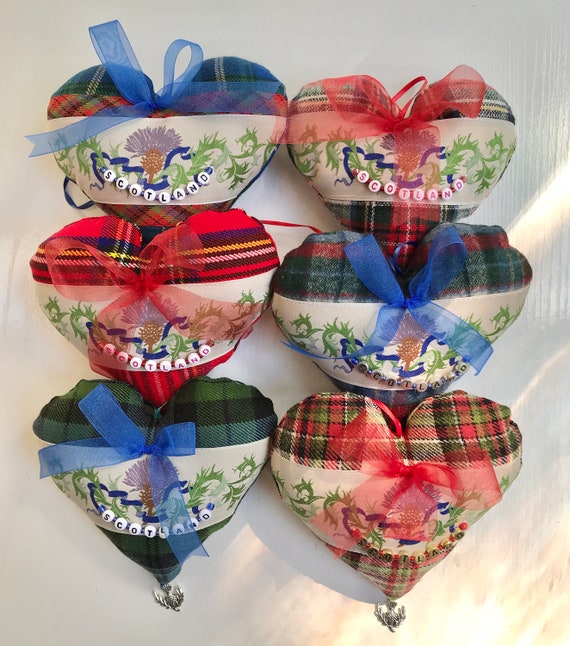 Tartan Hanging Hearts Scottish Inspired 6 Styles Heart Home - Etsy