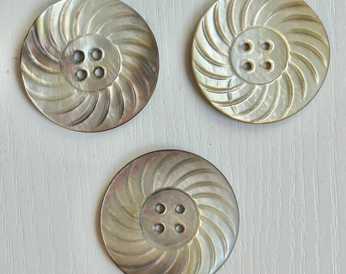 Carved Abalone Buttons, Mother-of-pearl, Vintage Victorian Era, Set of ...