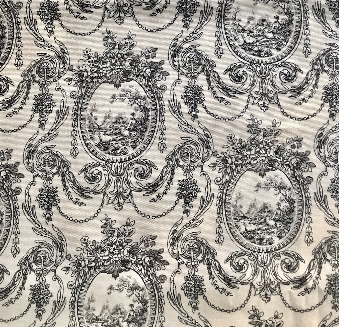 English-country Toile-style Fabric, 2 7/8 Yards, Cotton Upholstery Duck ...