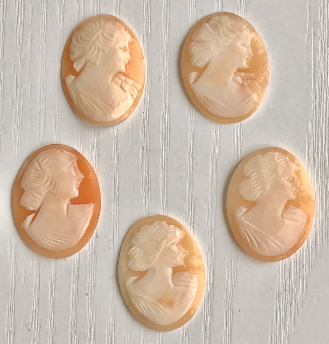 Hand-carved Natural-shell Cameos, Vintage, Shell Peach & Ivory Color ...