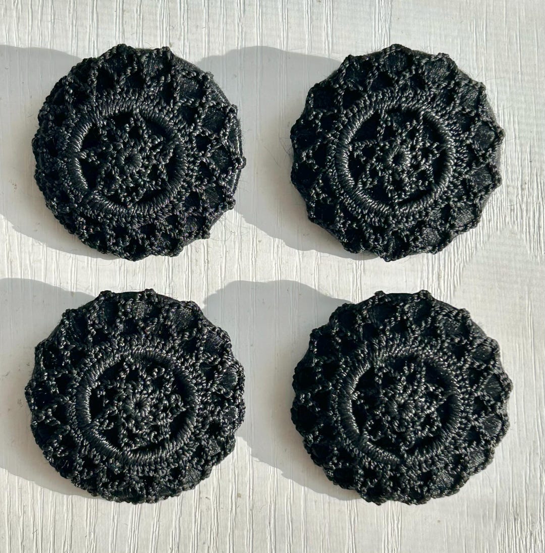 Hand-crocheted Fabric Buttons, Vintage Set of 4, X-large 1 1/2 Inches ...
