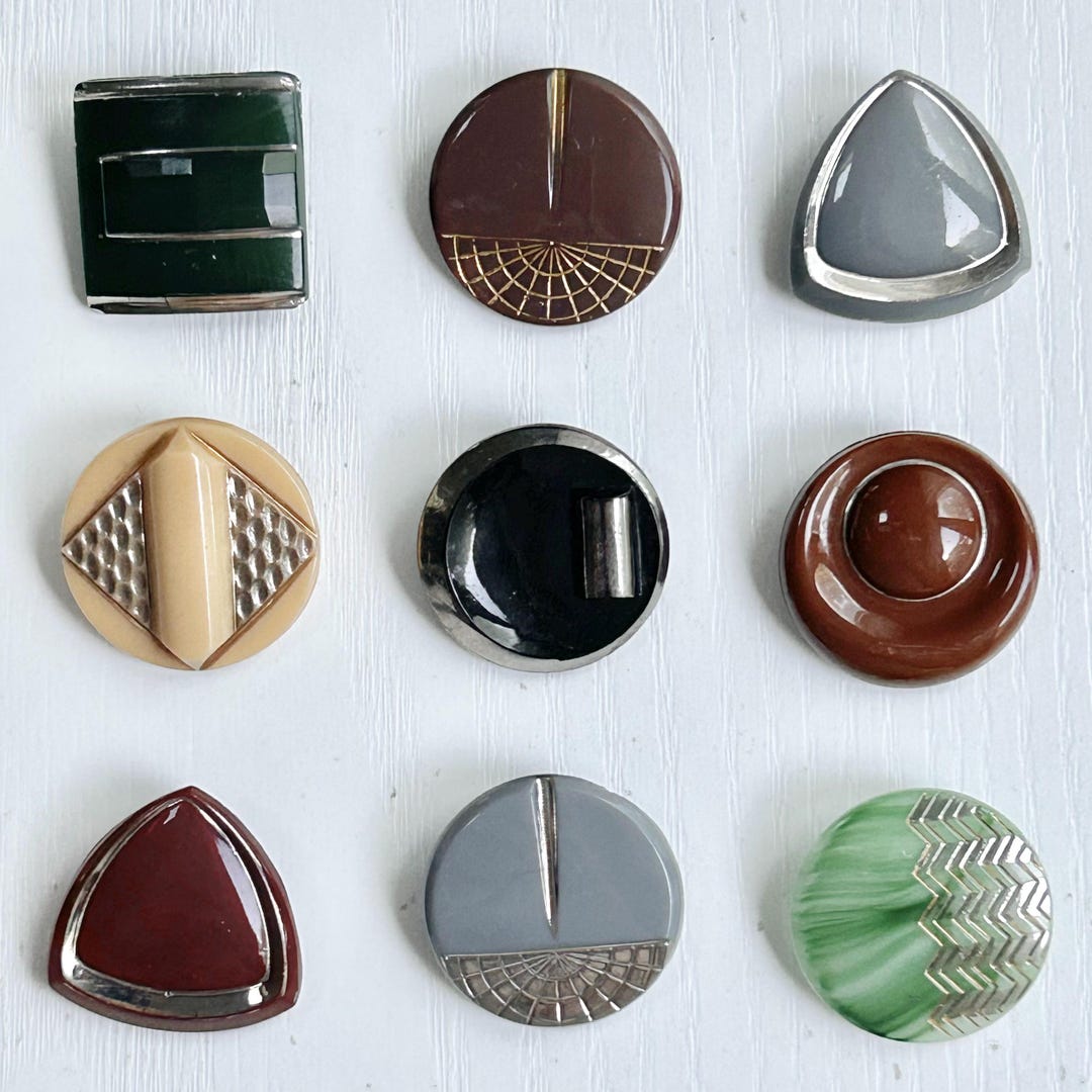 Deco-style Glass Buttons, Antique, 9 Assorted Styles, Neutral Color ...