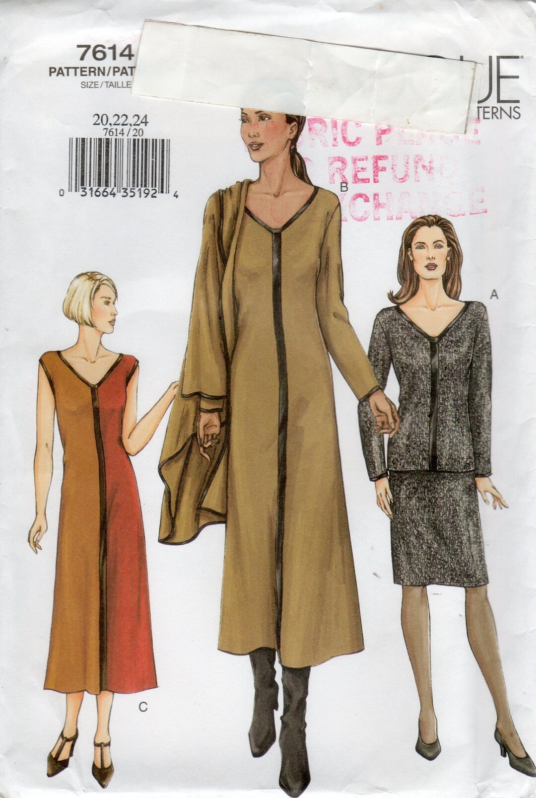 Vogue 7614 Misses' Dress Top Skirt & Shawl Pattern Sz. - Etsy.de