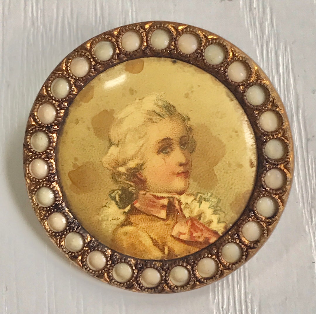 Lithograph Portrait Button, Antique, Count Fersen Portrait, 1 1/4 ...