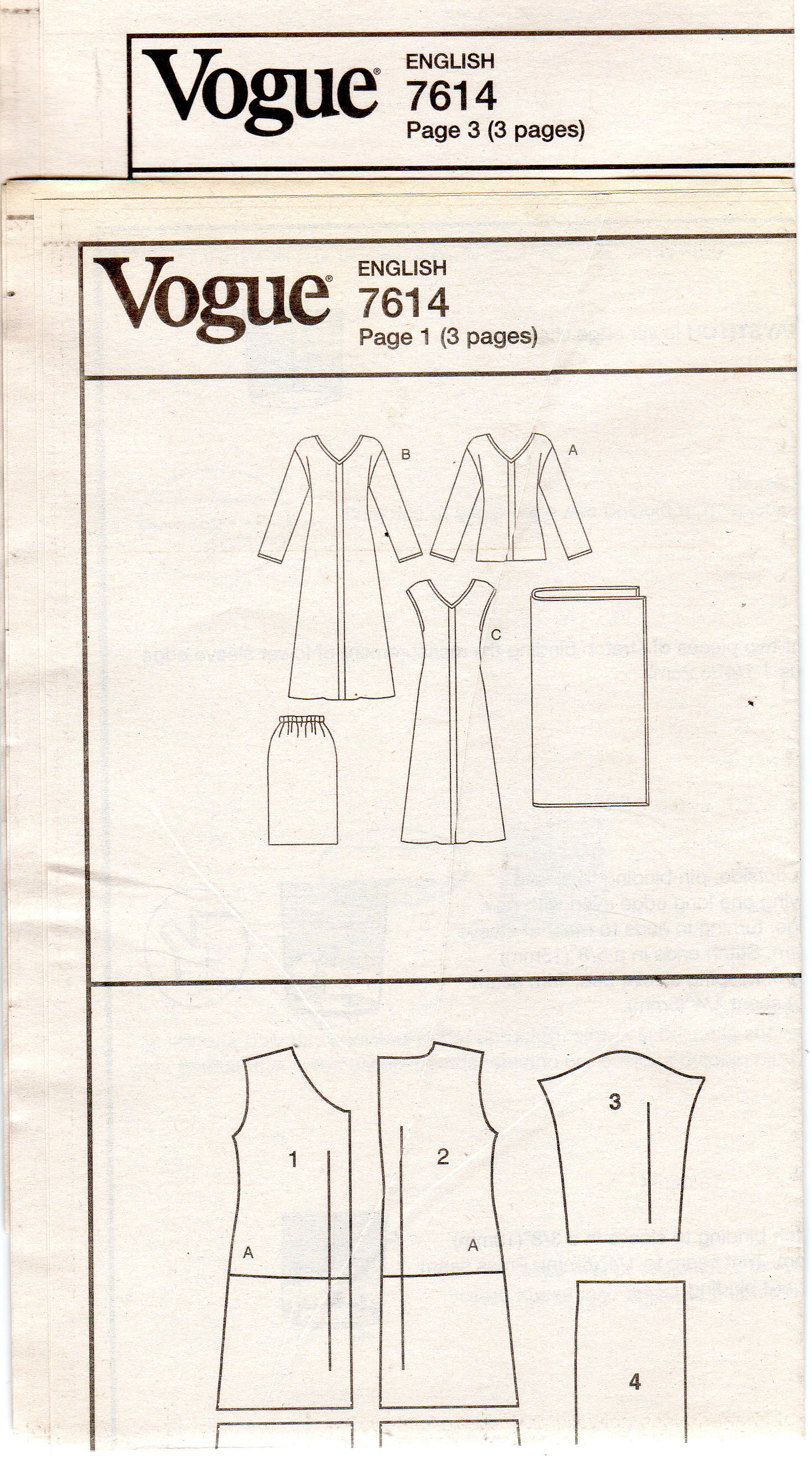 Vogue 7614 Misses' Dress Top Skirt & Shawl Pattern Sz. - Etsy.de