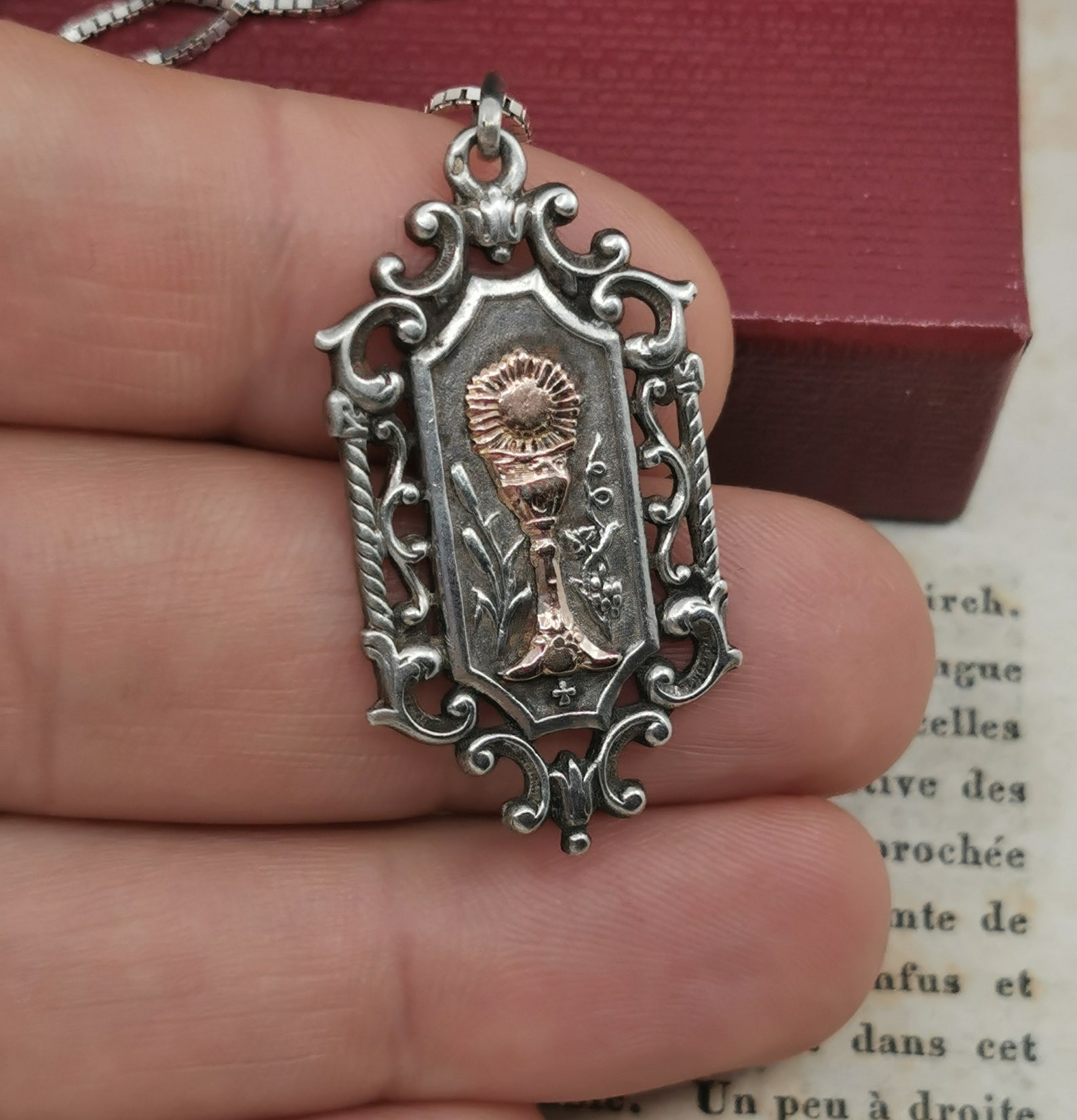 Antique Religious Medallion, Sterling Silver French Medal, First ...