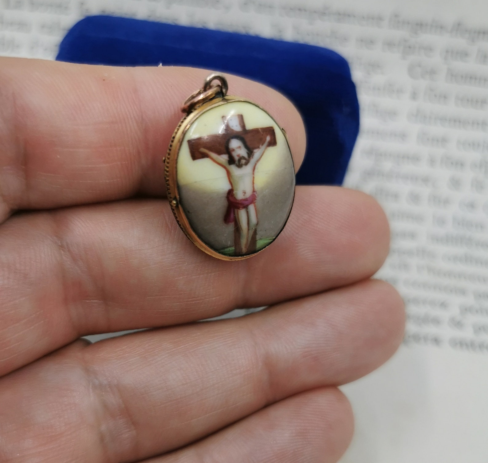 RARE Antique German Enamel Jesus Locket | Etsy