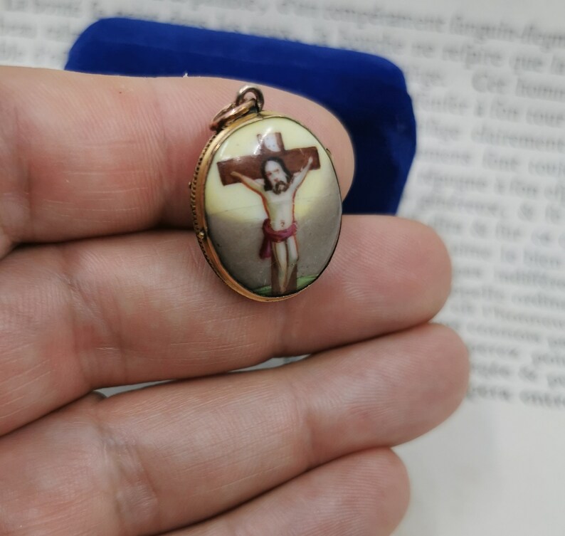 RARE Antique German Enamel Jesus Locket | Etsy