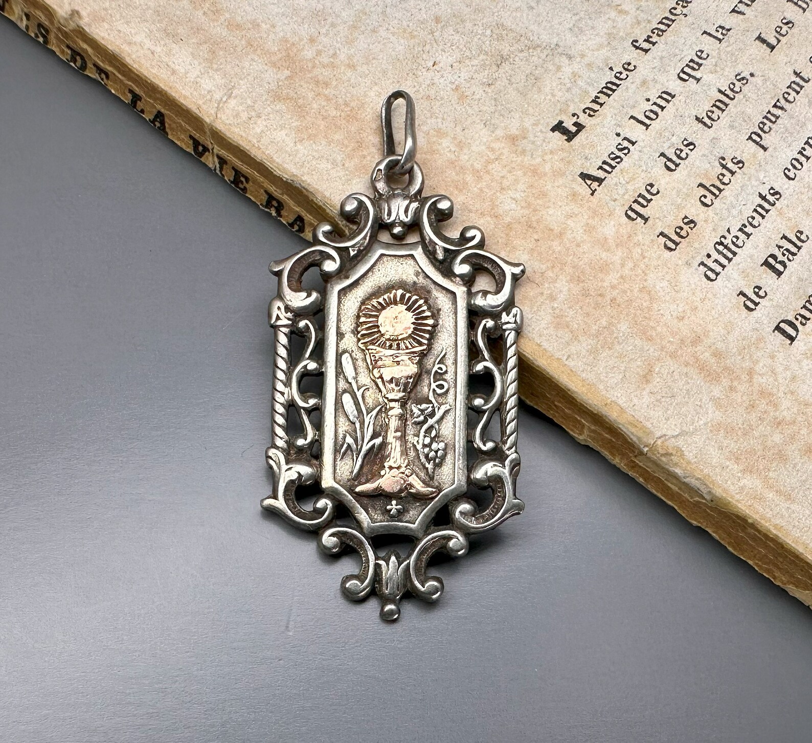 Antique Religious Medallion, Sterling Silver French Medal, First ...