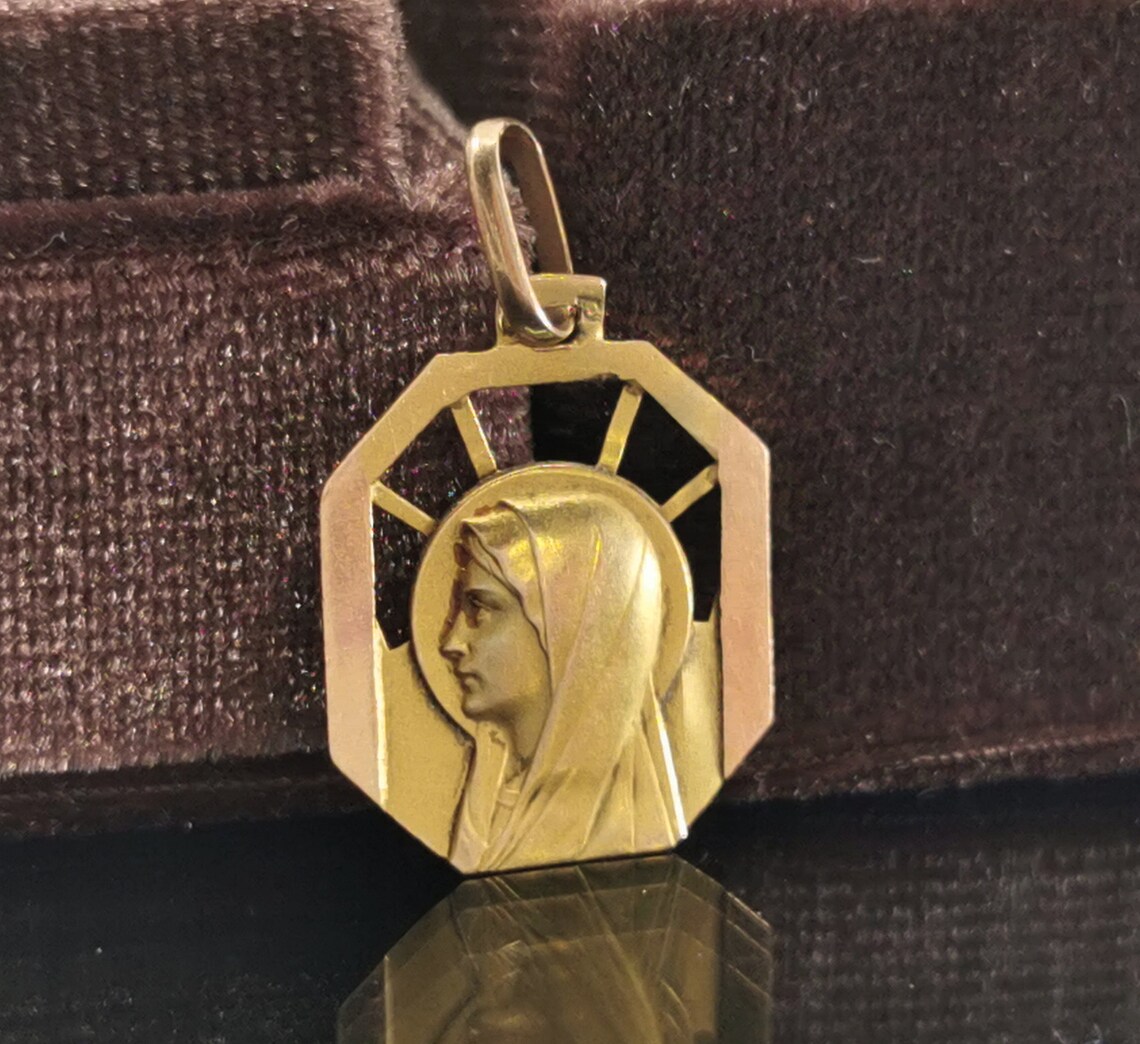 Antique Virgin Mary Medal, 14ct Gold, French Hallmarks - Etsy