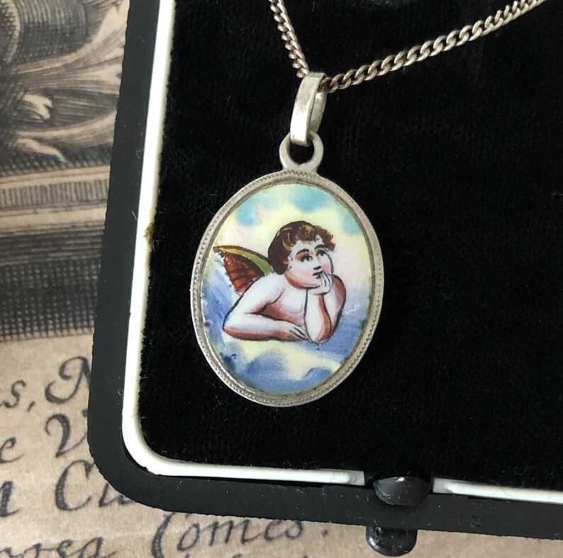 German Angel Medallion 15 Guardian Angel Necklace | Etsy