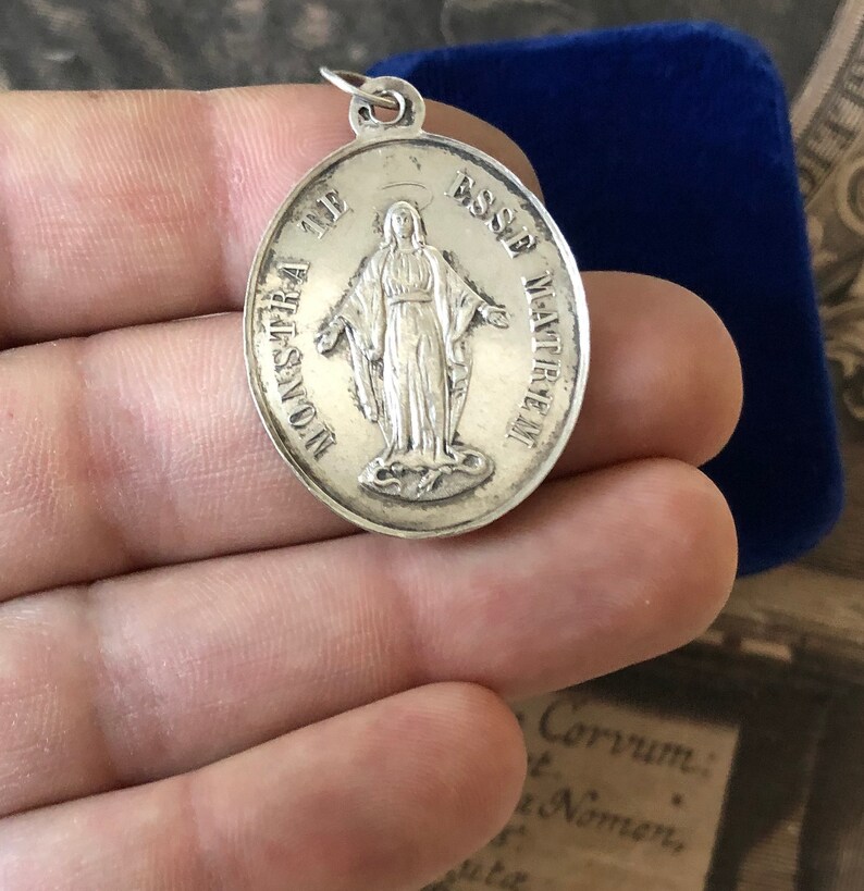 Antique French Mother Mary Medallion Esse Matrem Medal | Etsy
