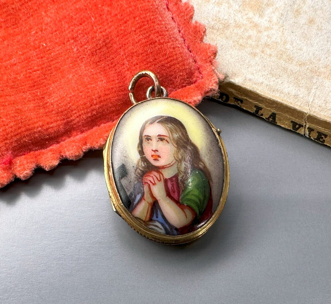 RARE Antique German Enamel Jesus Locket - Etsy