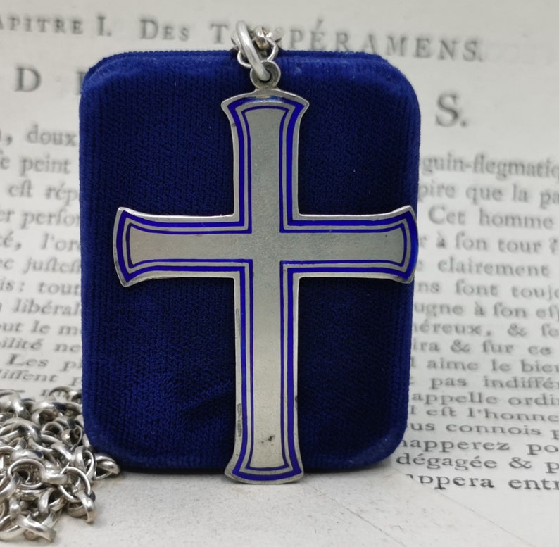 29 Silver Cross Necklace German Cross Medallion | Etsy