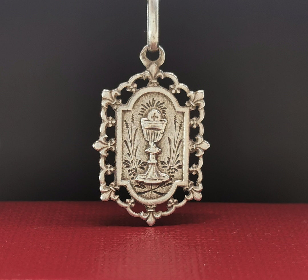 Silver Religious Medal Protection Necklace Pendant Art - Etsy