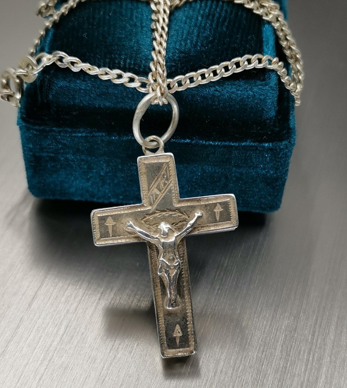 Antique German Cross Charm Silver Cross Pendant Necklace | Etsy