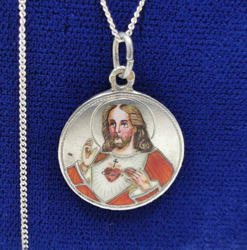 Antique Jesus Necklace Silver Enamel German Jesus Pendant - Etsy