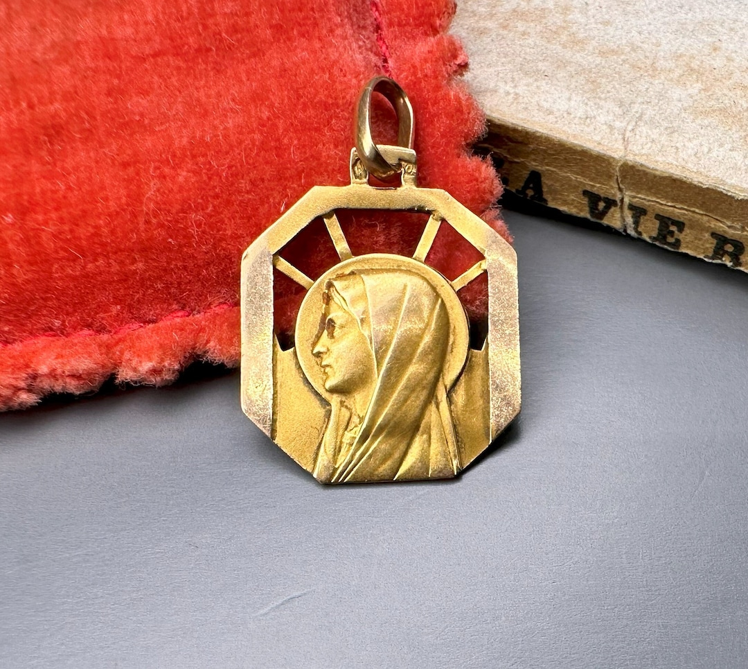 Antique Virgin Mary Medal, 14ct Gold, French Hallmarks - Etsy