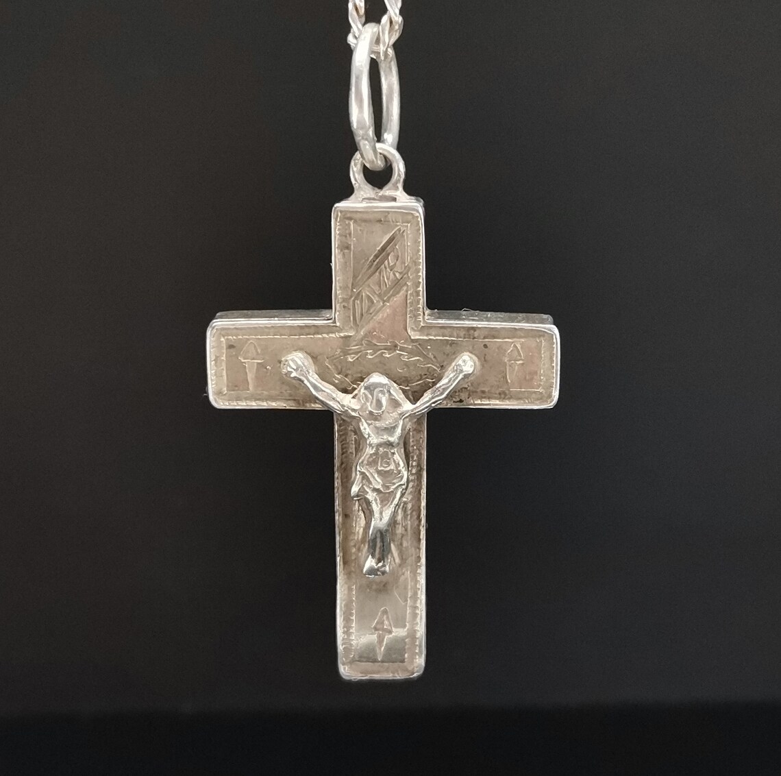 Antique German Cross Charm Silver Cross Pendant Necklace | Etsy