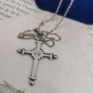 Antique German Cross Charm Silver Cross Pendant Necklace | Etsy