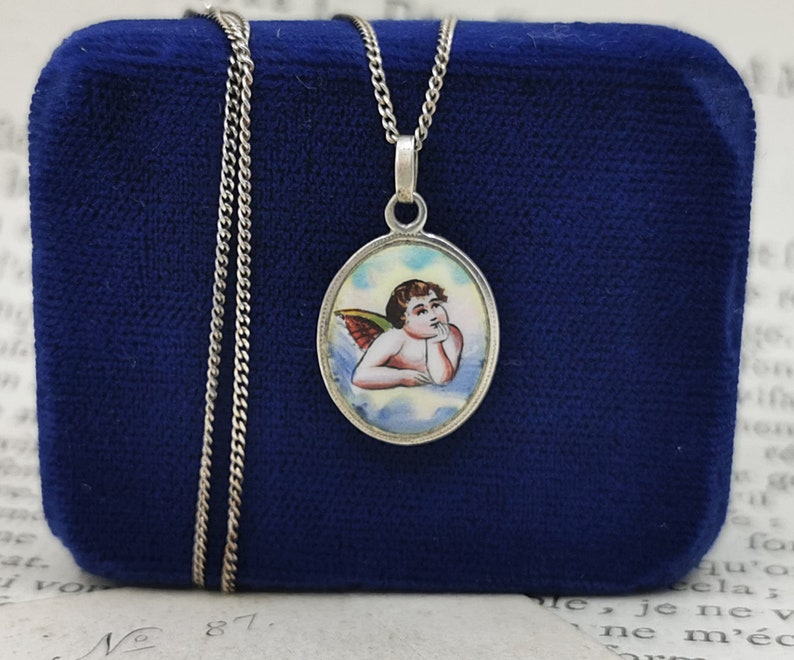 German Angel Medallion 15 Guardian Angel Necklace - Etsy