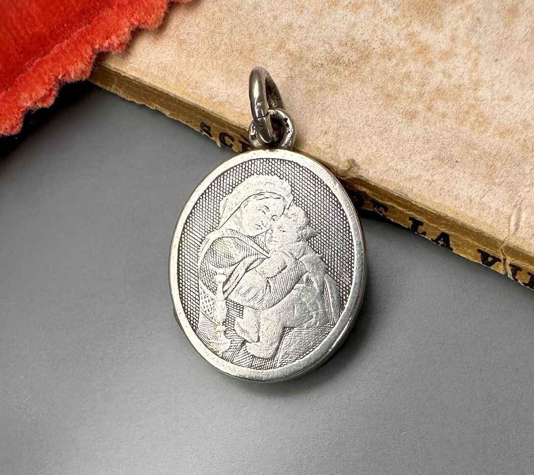 Antique Austrian Virgin Mary Locket, Religious Pendant, Virgin of the ...