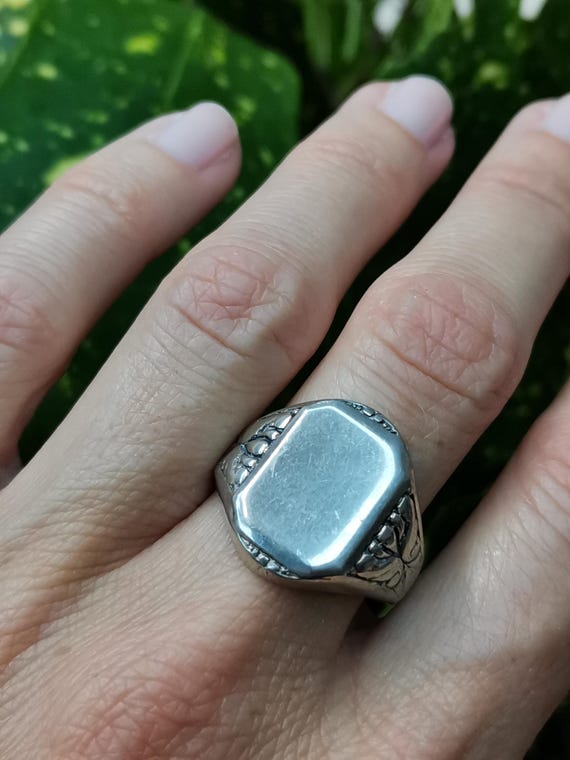 Antique Silver Signet Ring, Blank Perfect for Engravi… - Gem
