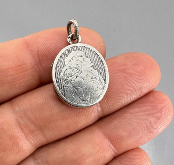 Antique Austrian Virgin Mary Locket, Religious Pendan… - Gem