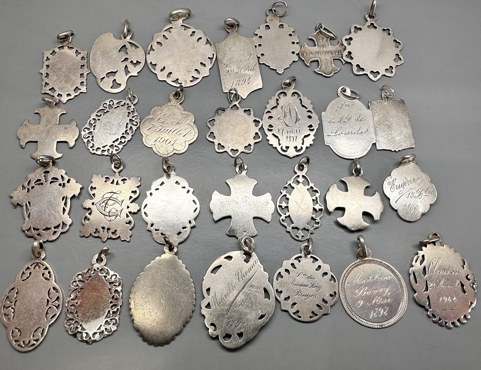 Antique French Silver Religious Medals: Virgin Mary Pendants - Etsy