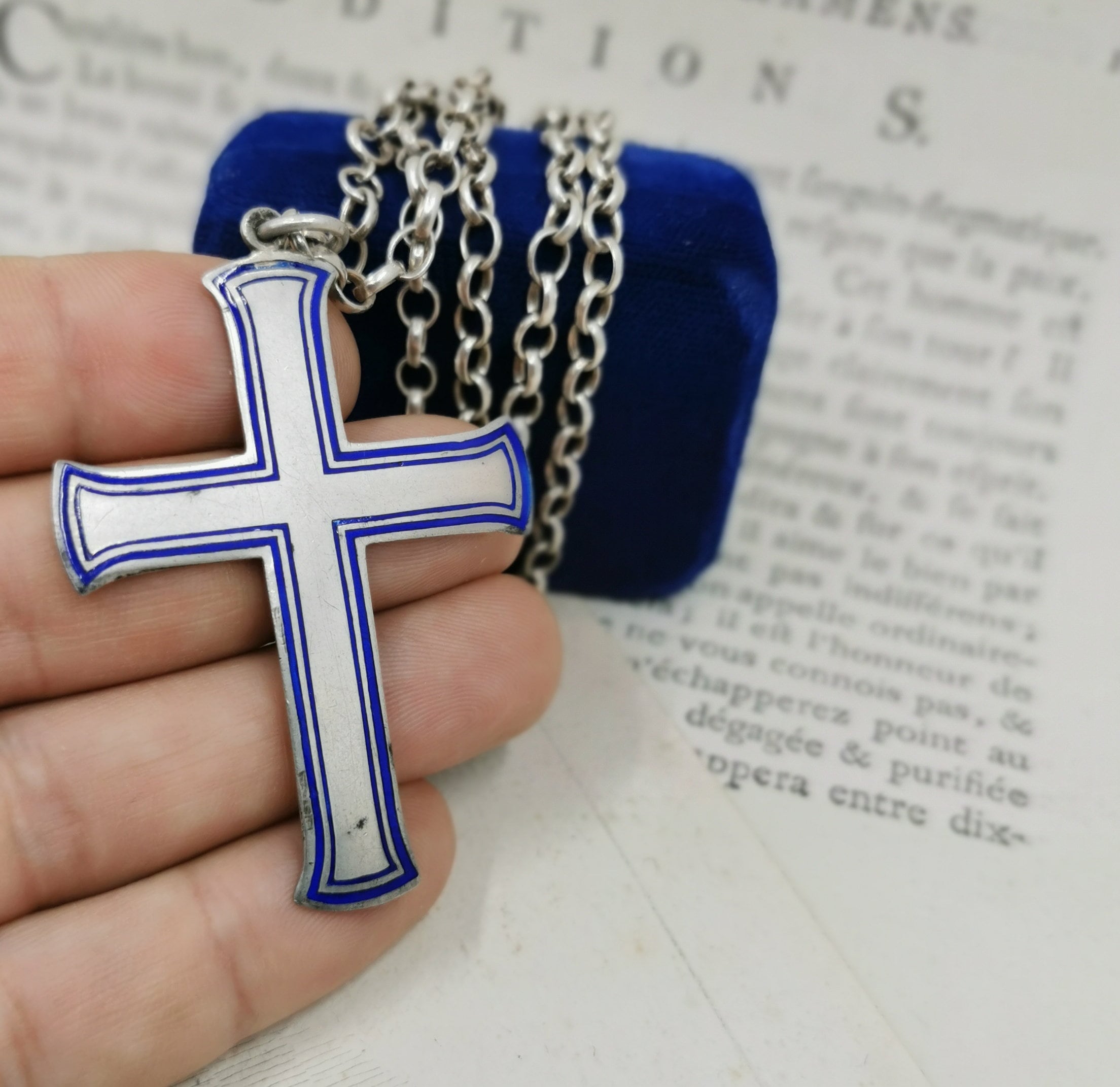 29 Silver Cross Necklace German Cross Medallion | Etsy