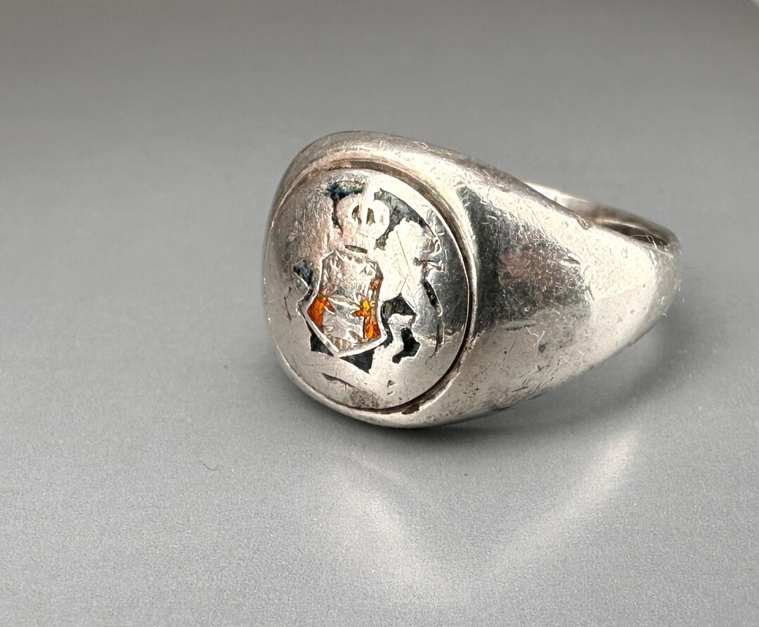 1900s Antique German Signet Ring, Coat of Arms Ring, City of Danzig ...