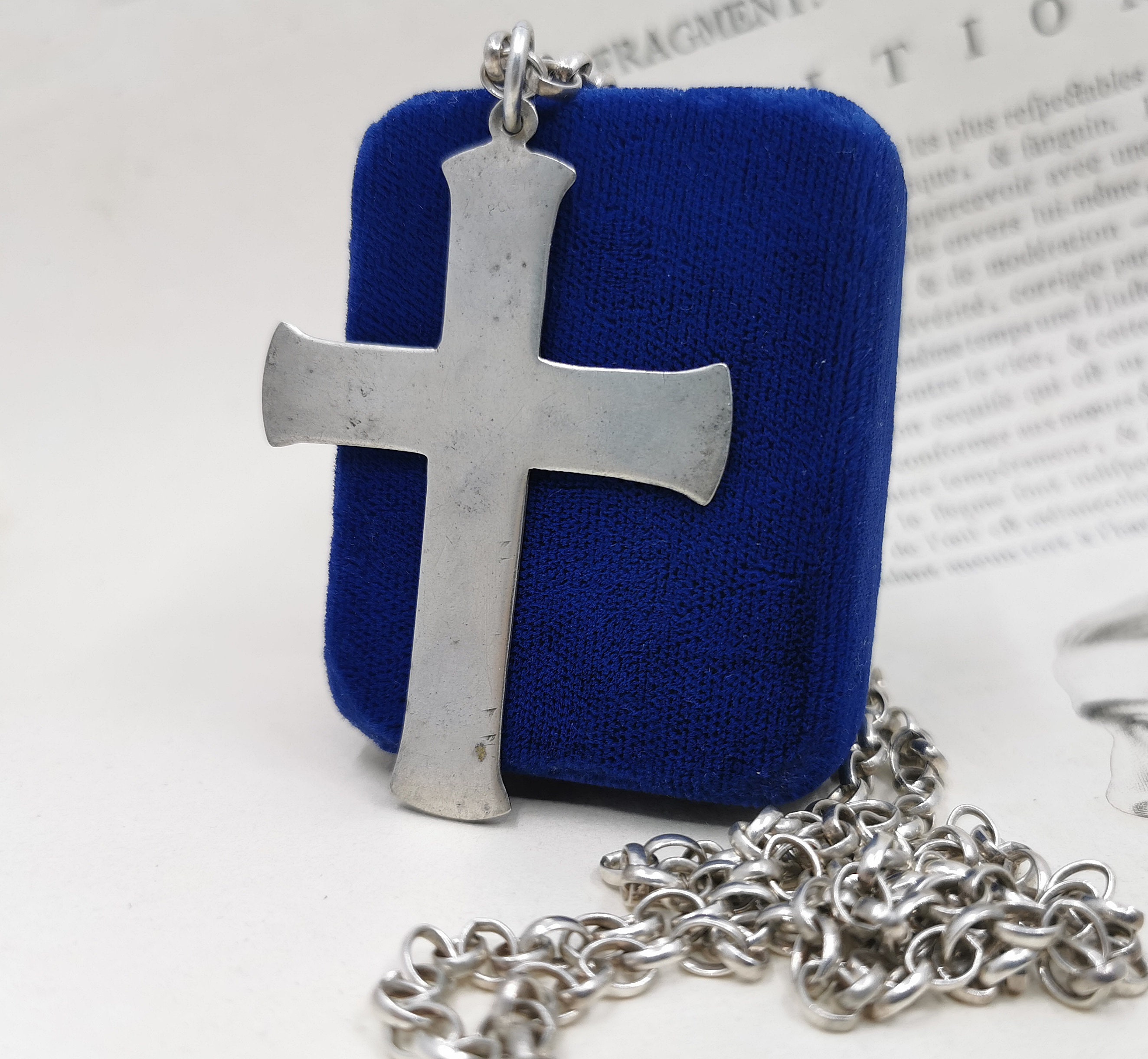 29 Silver Cross Necklace German Cross Medallion | Etsy