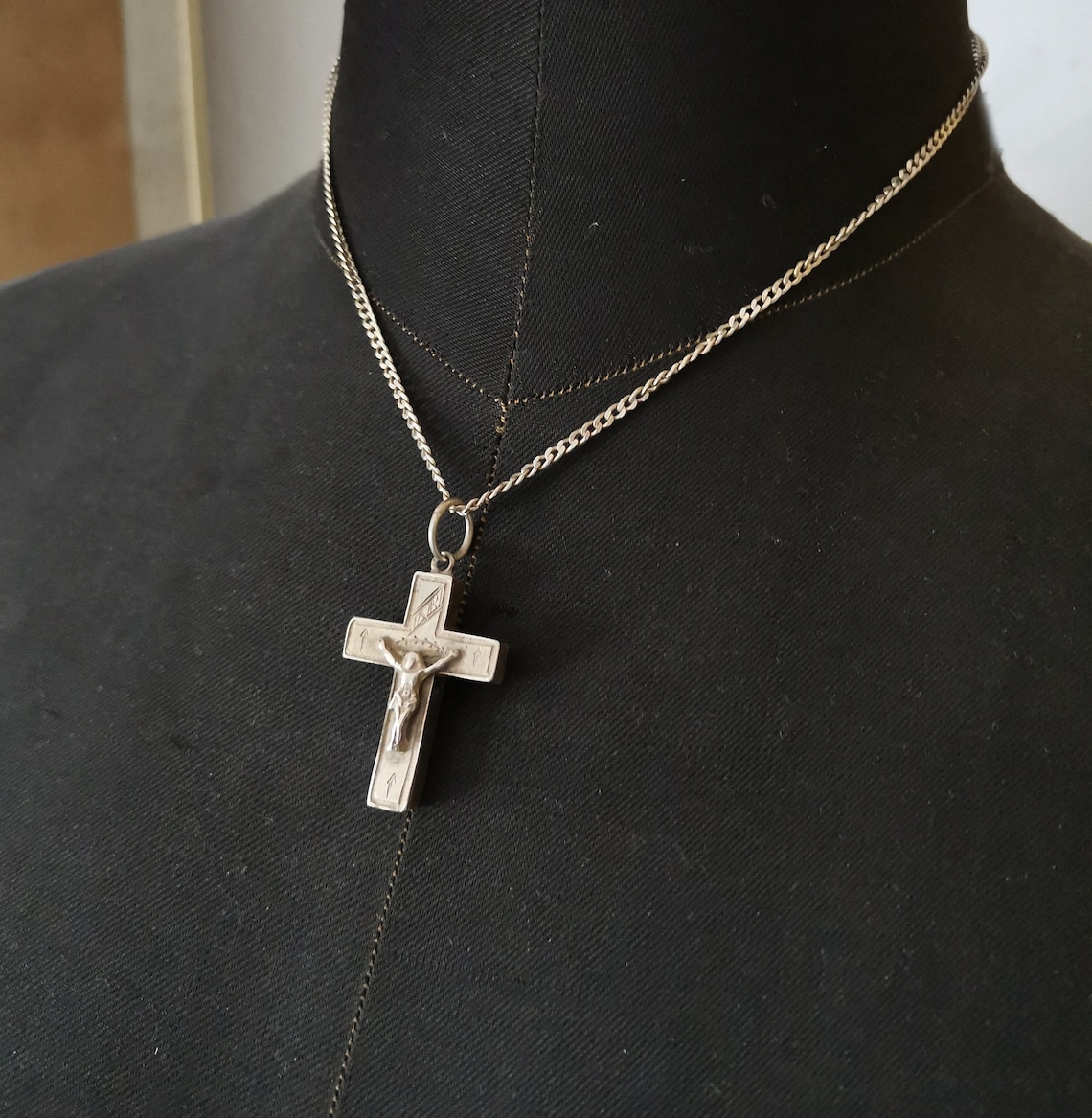 Antique German Cross Charm Silver Cross Pendant Necklace | Etsy