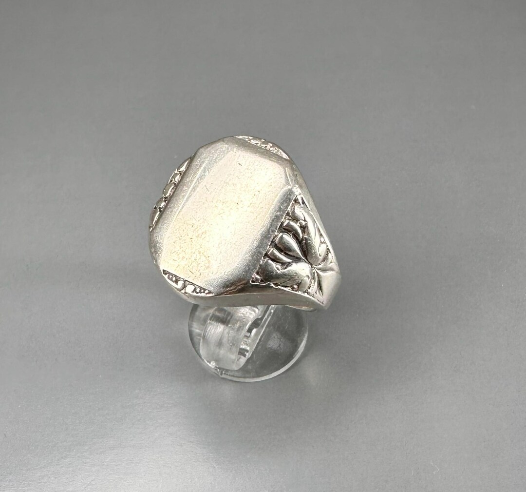 Antique Silver Signet Ring, Blank Perfect for Engraving, German Signet ...