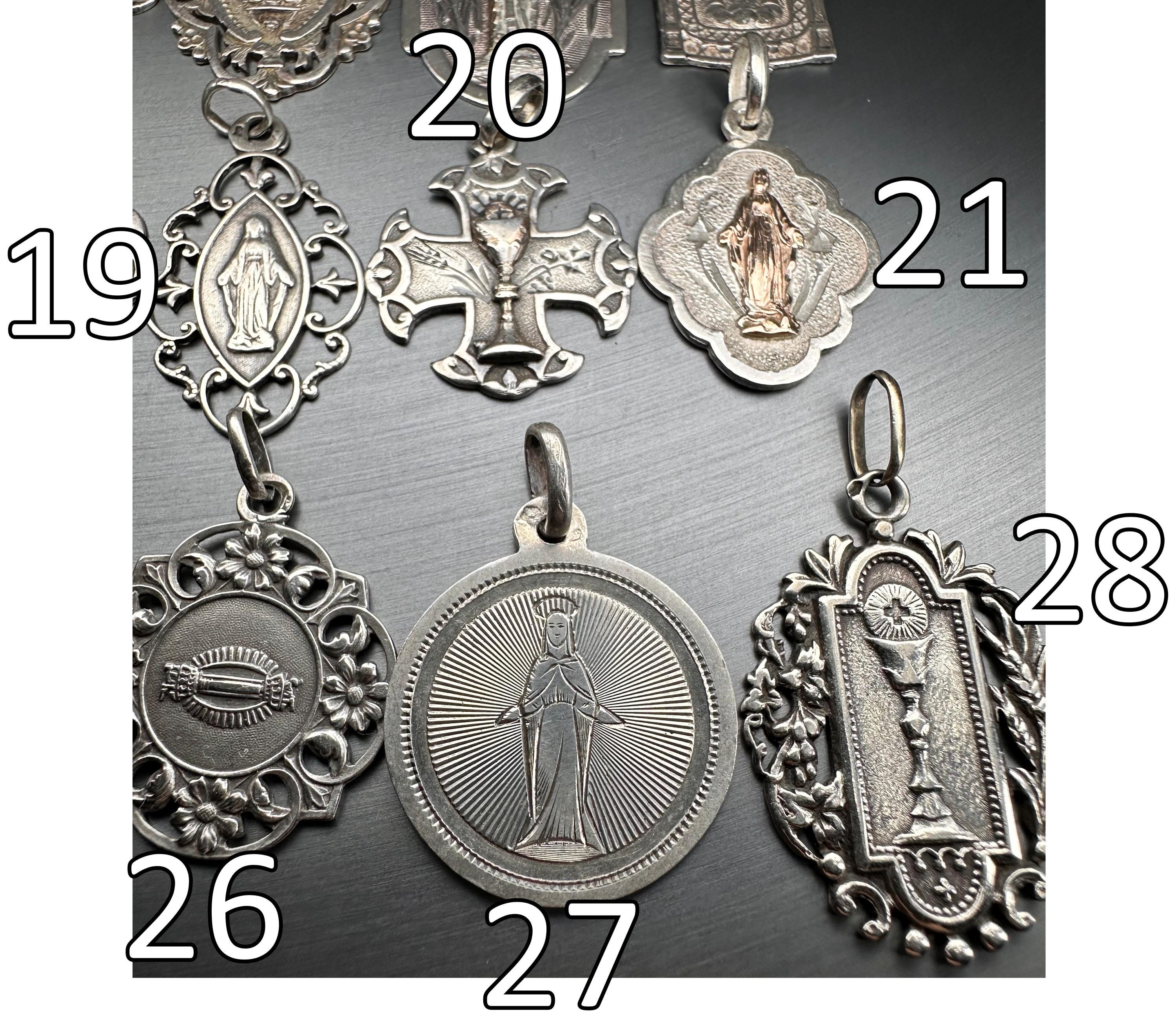 Antique French Silver Religious Medals: Virgin Mary Pendants - Etsy