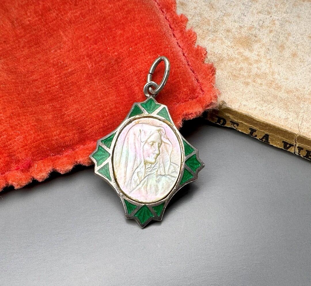 Enamel Mother Mary Pendant, Antique German Religious Medal - Etsy