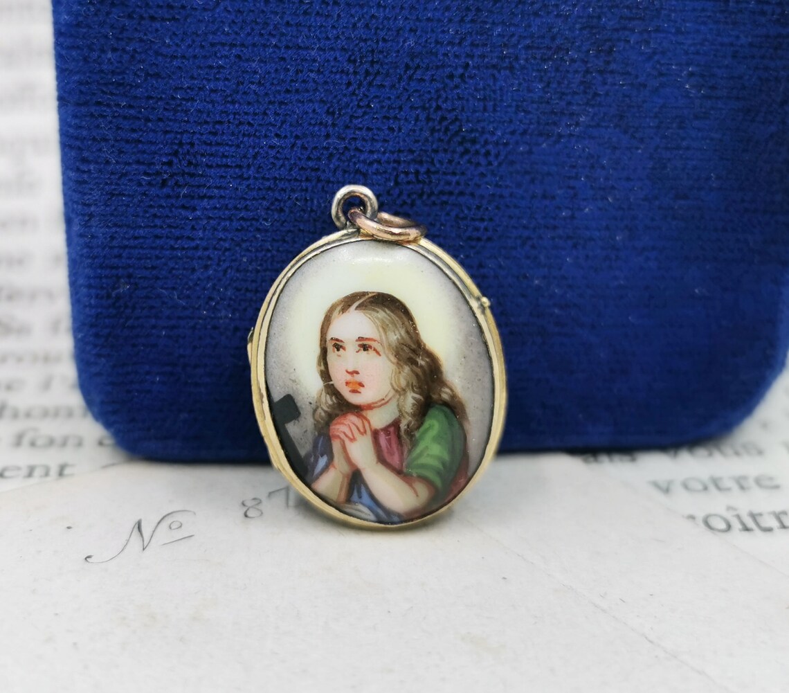 RARE Antique German Enamel Jesus Locket | Etsy