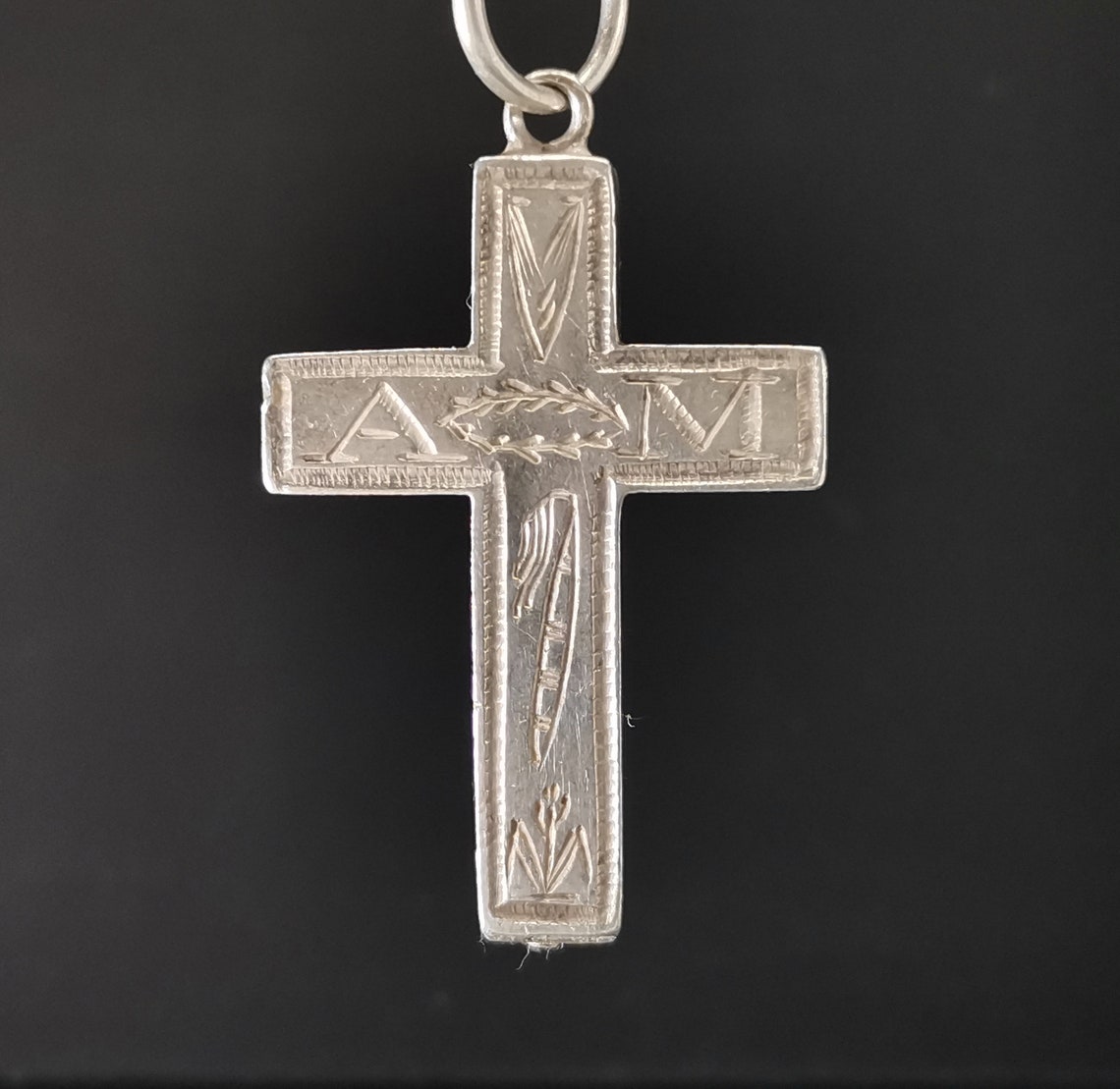 Antique German Cross Charm Silver Cross Pendant Necklace | Etsy