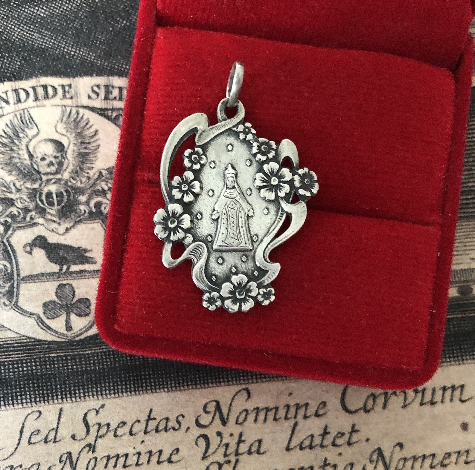 Silver Religious Medal Mother Mary Charm Protection Necklace | Etsy