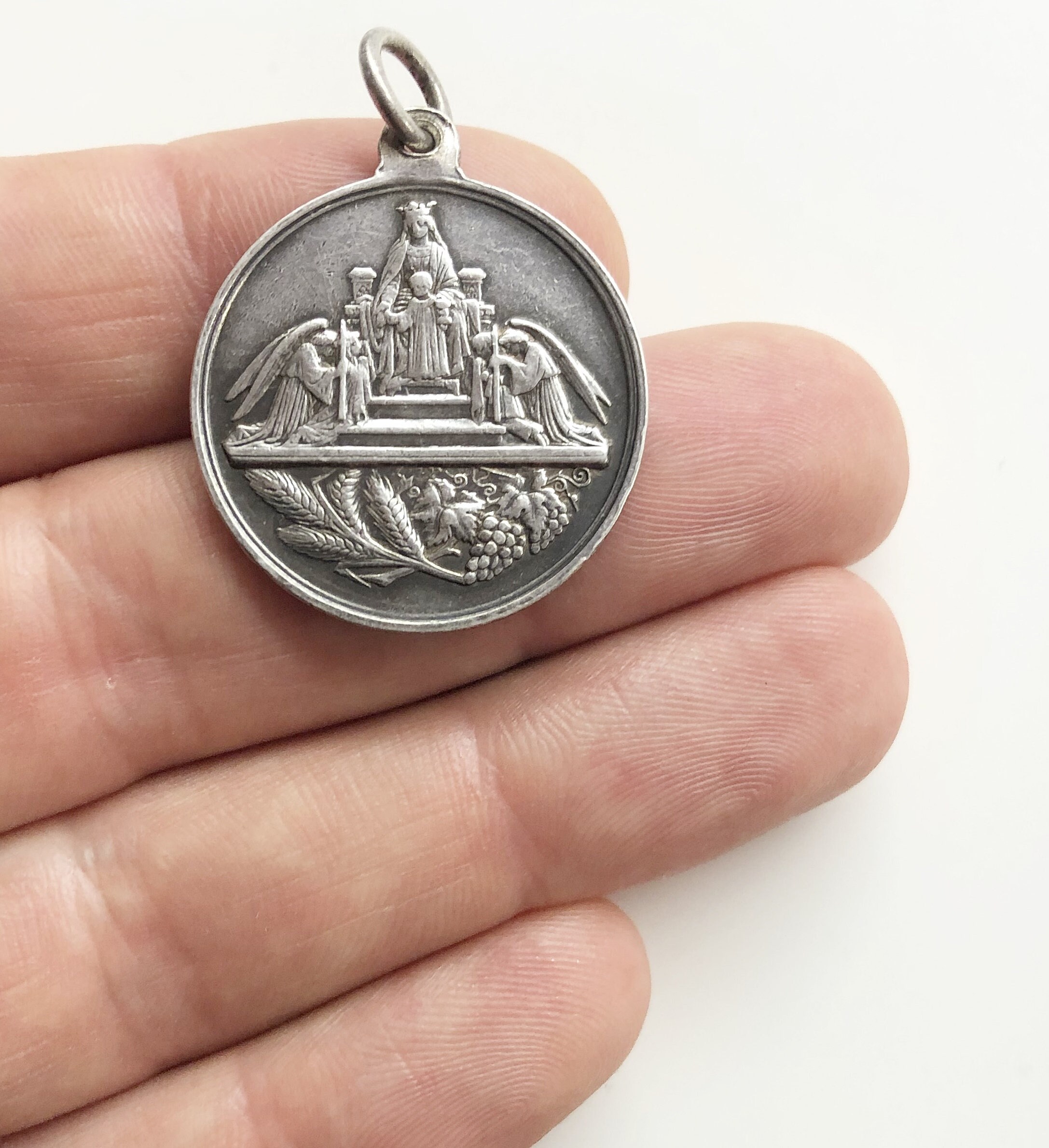 Silver French Religious Medal Madonna and Child Medallion | Etsy