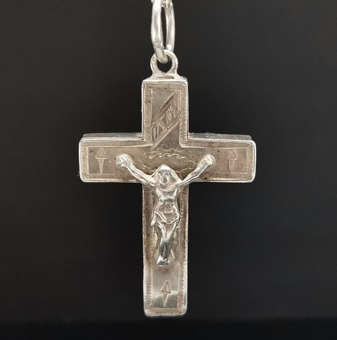 Antique German Cross Charm Silver Cross Pendant Necklace | Etsy