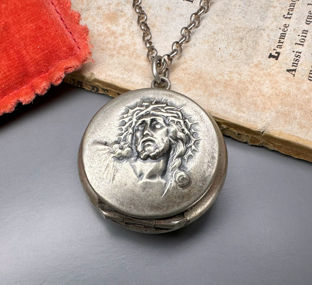 French Jesus Christ Locket, Antique Religious Locket - Etsy