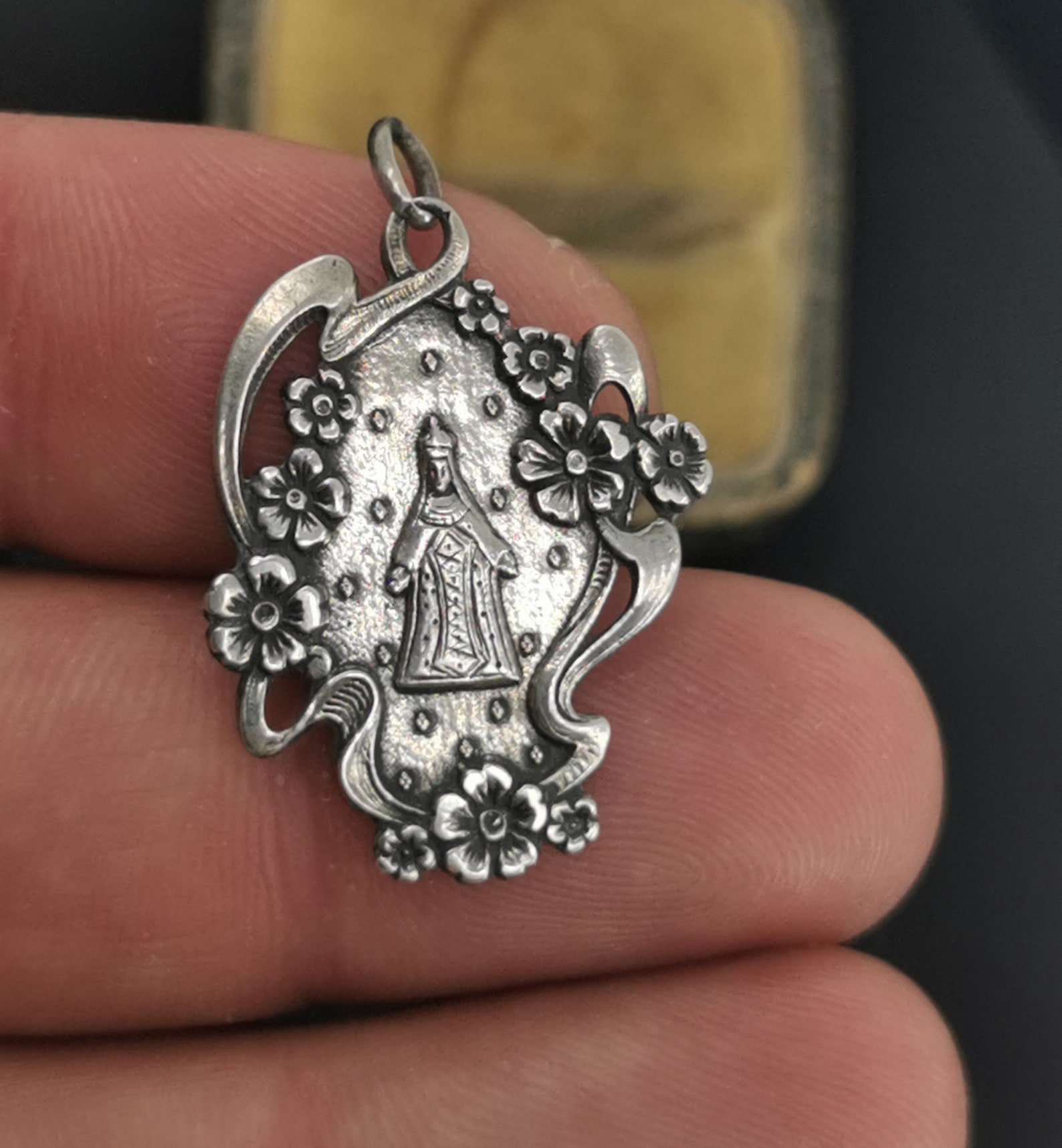 Silver Religious Medal Mother Mary Charm Protection Necklace | Etsy