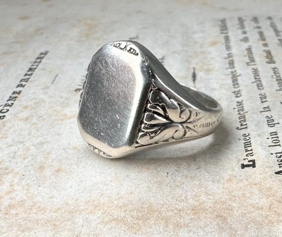 Antique Silver Signet Ring, Blank Perfect for Engravi… - Gem