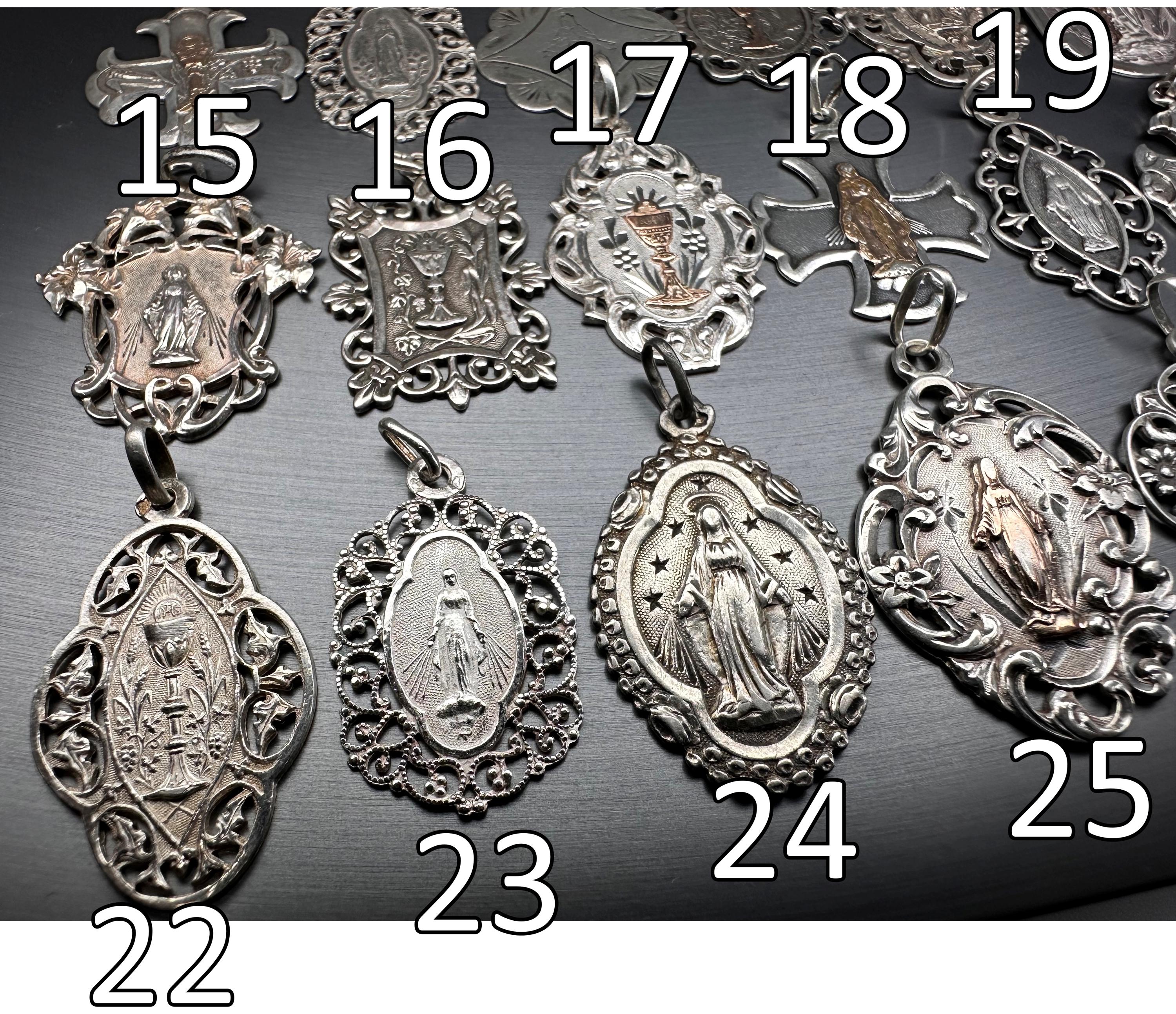 Antique French Silver Religious Medals: Virgin Mary Pendants - Etsy