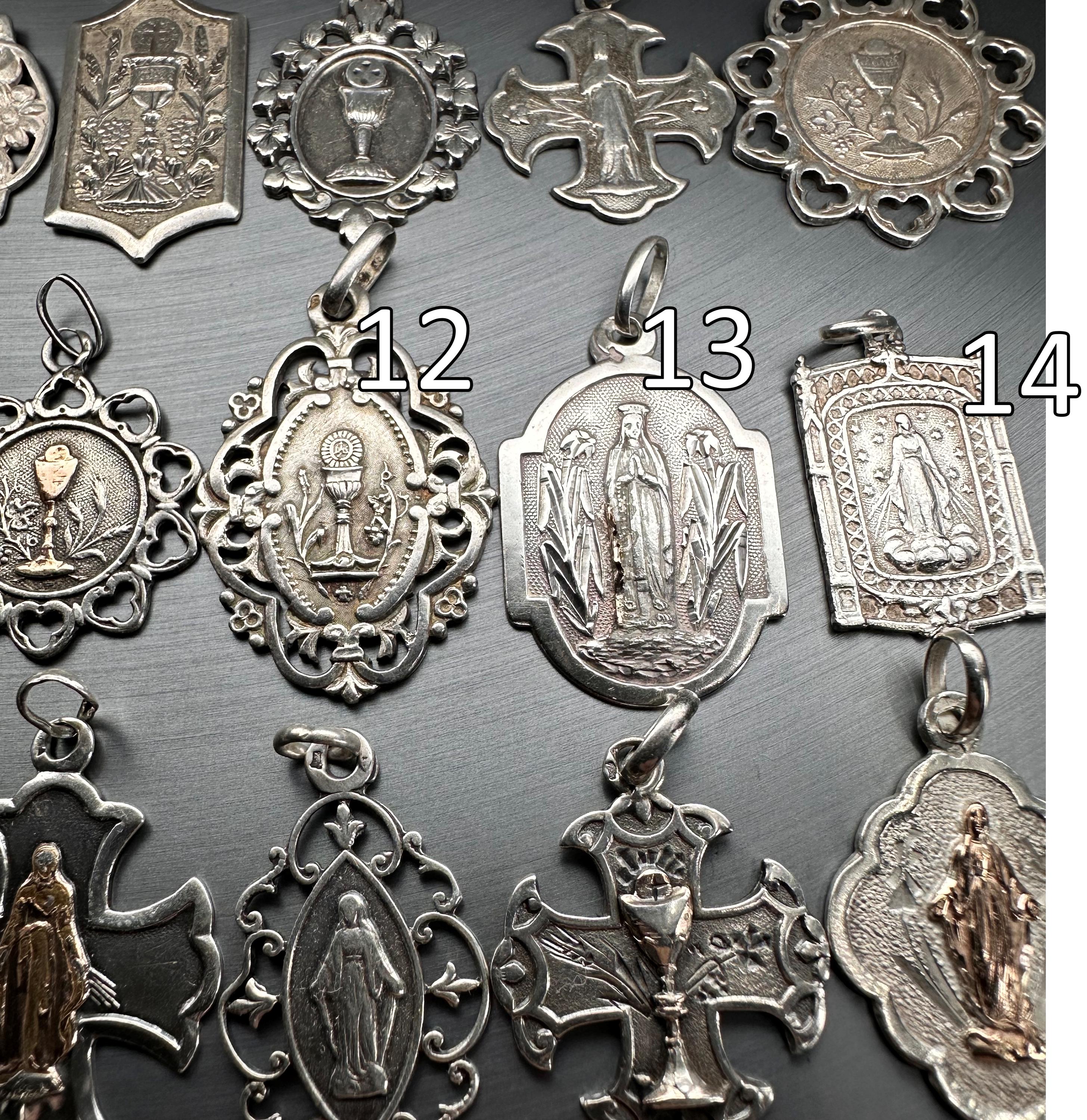 Antique French Silver Religious Medals: Virgin Mary Pendants - Etsy
